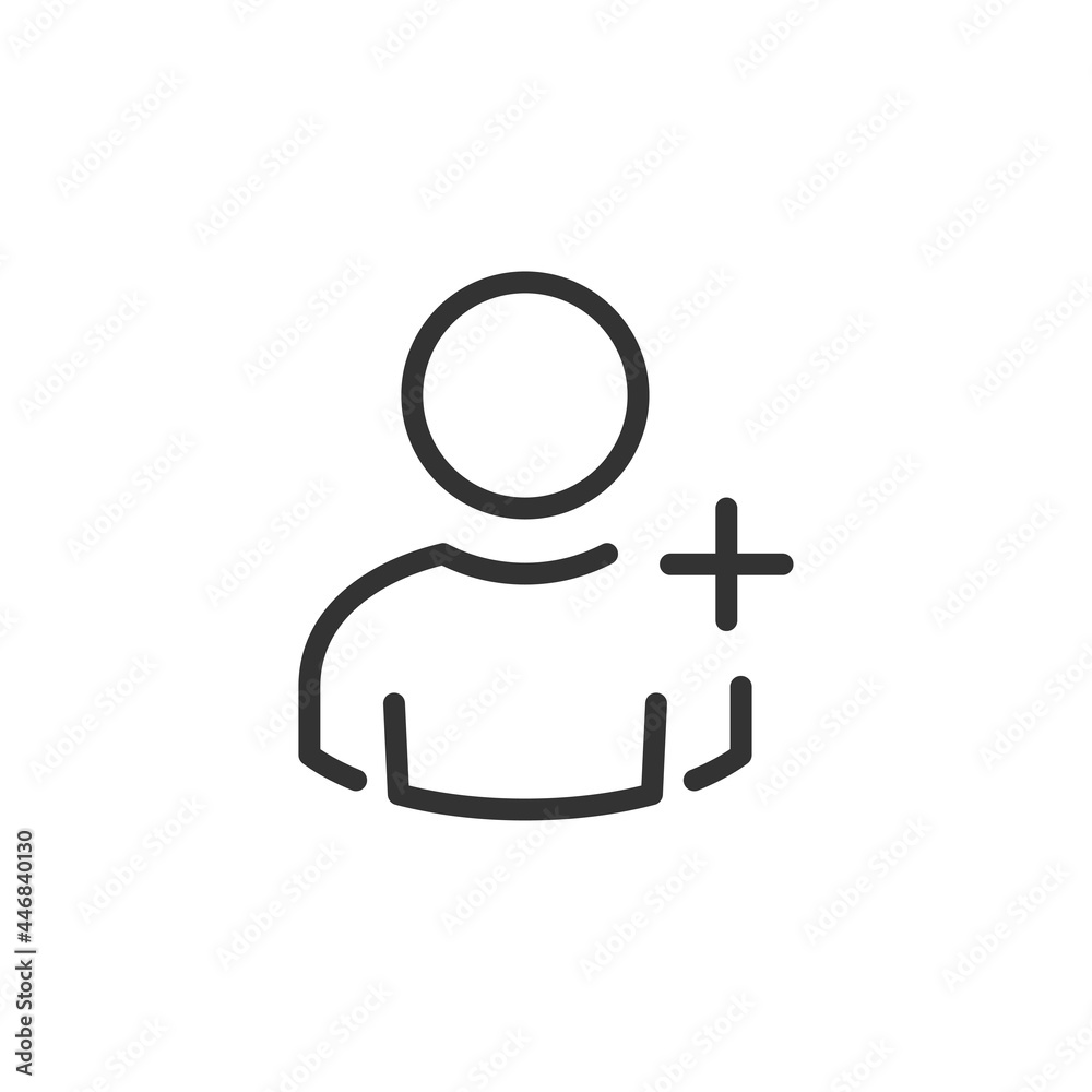 User profile with plus line icon. Add new friend, customer, follow ...