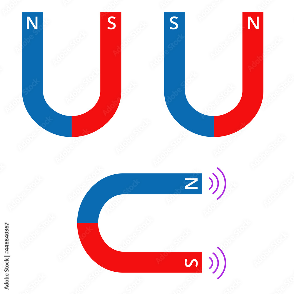 Vector magnet clipart. Blue and red magnet illustration in flat design ...