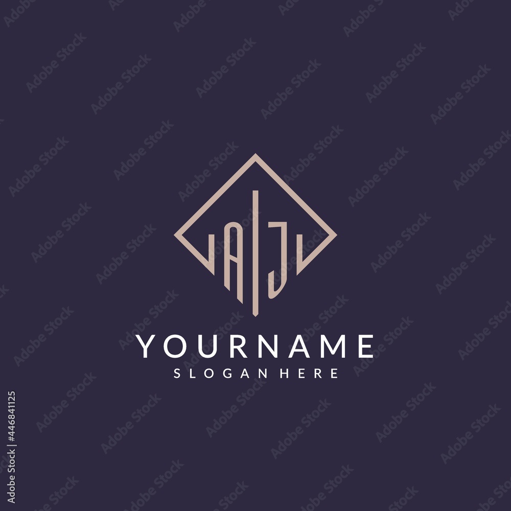 AJ initial monogram logo with rectangle style design Stock Vector ...