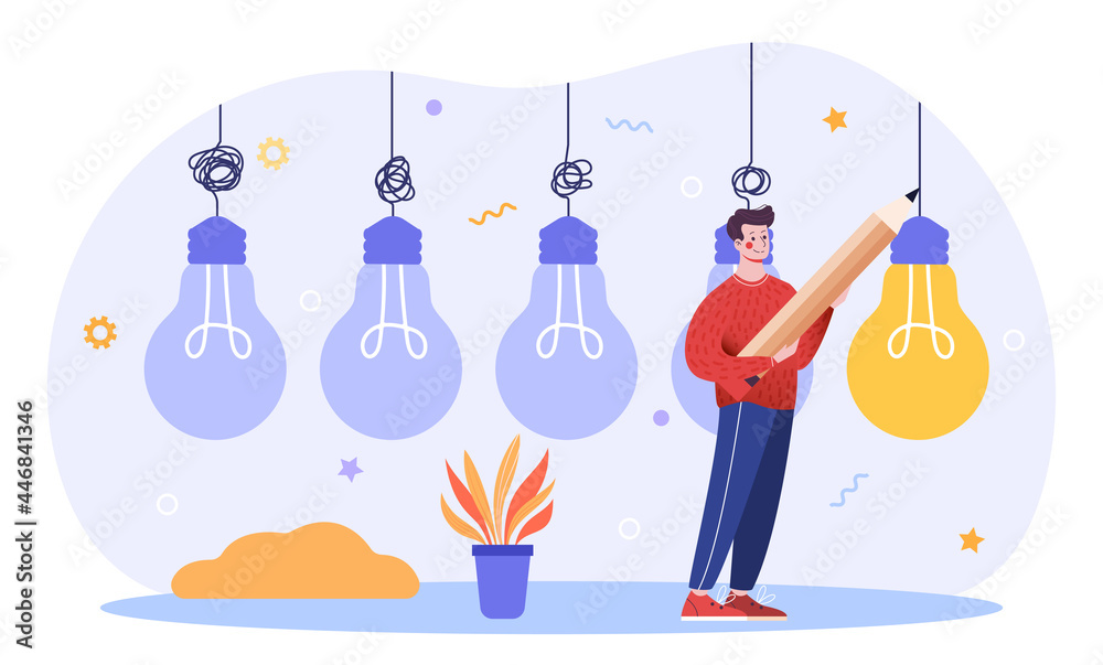 Simplify complex or difficult situations concept. Man chose the right ...