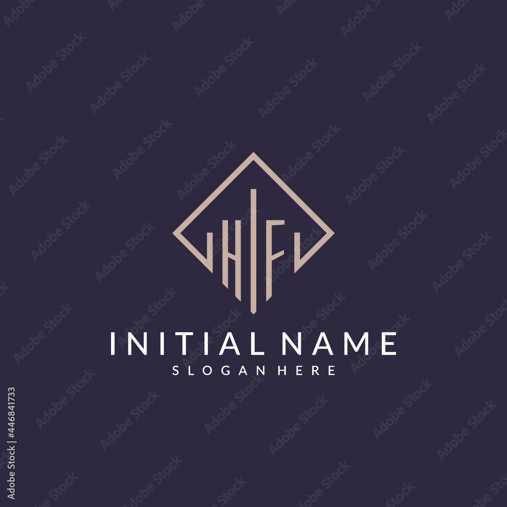 HF initial monogram logo with rectangle style design Stock Vector ...