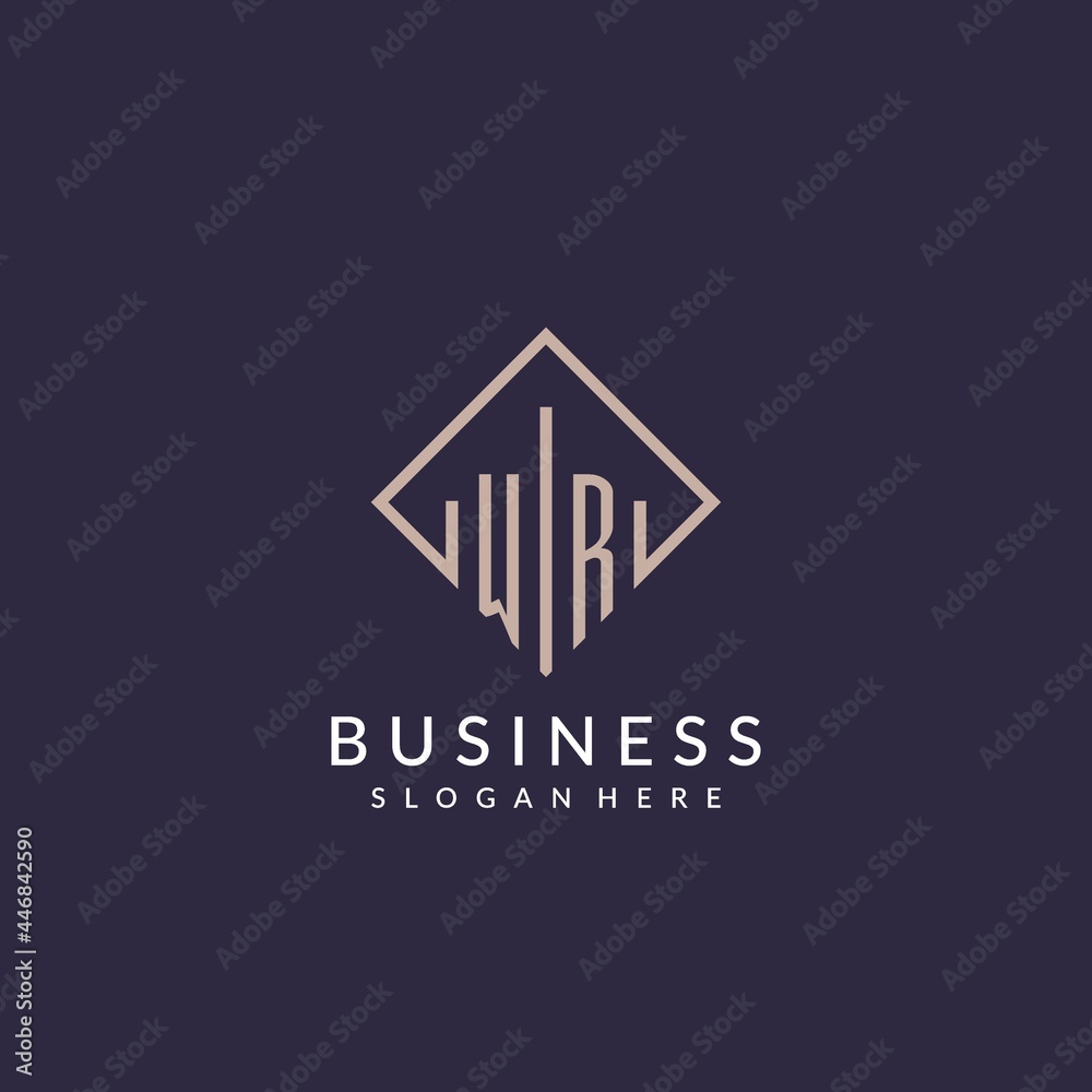 WR initial monogram logo with rectangle style design Stock Vector ...