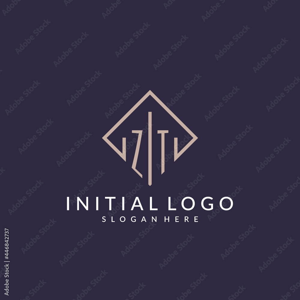 ZT initial monogram logo with rectangle style design Stock Vector ... ZT initial monogram logo with rectangle style design Stock Vector ...