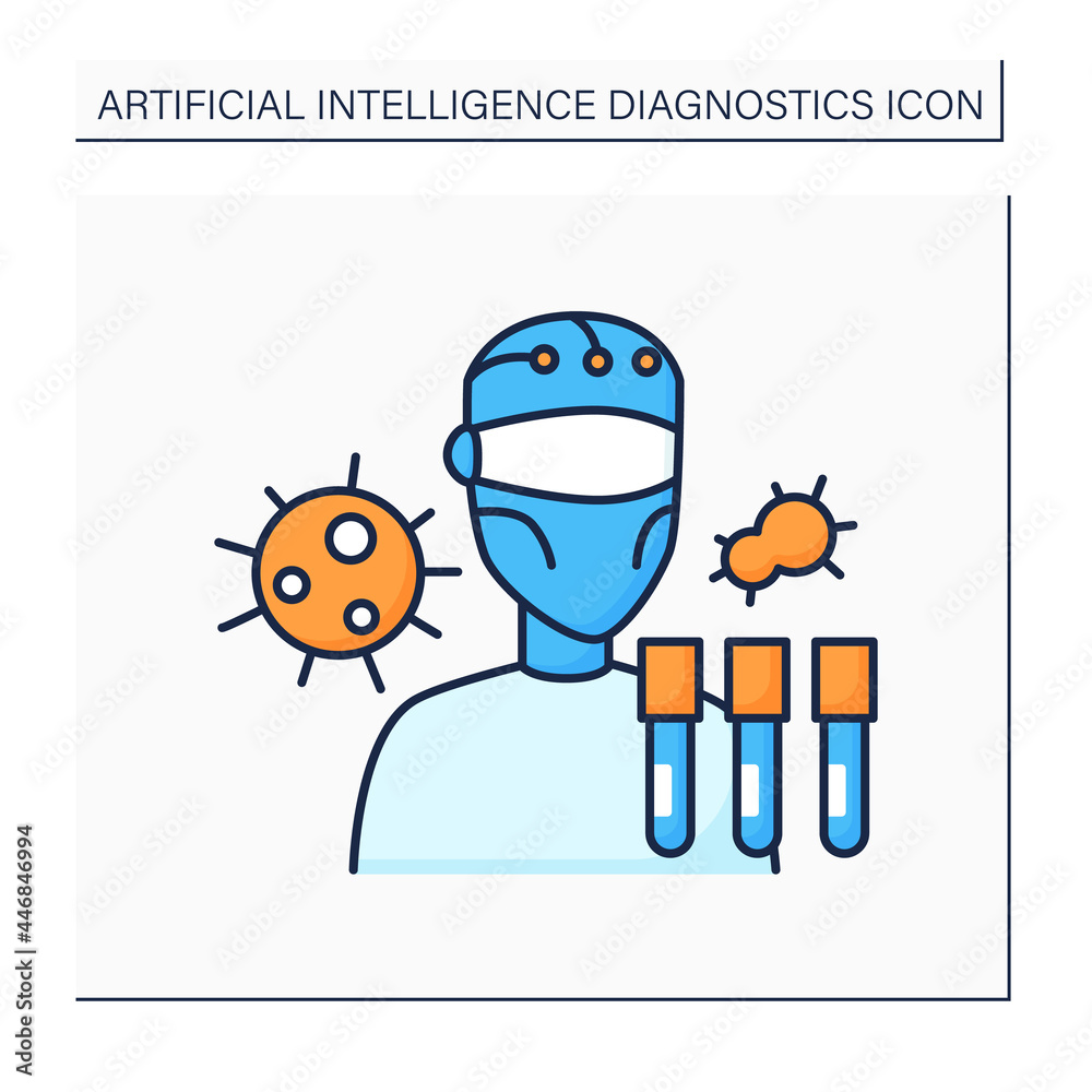 Robot color icon. AI in medicine. Digital scientist. Research and ...