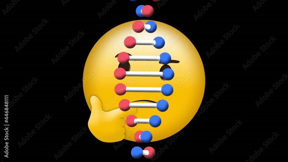 Digital animation of dna structure spinning over thinking face emoji ...