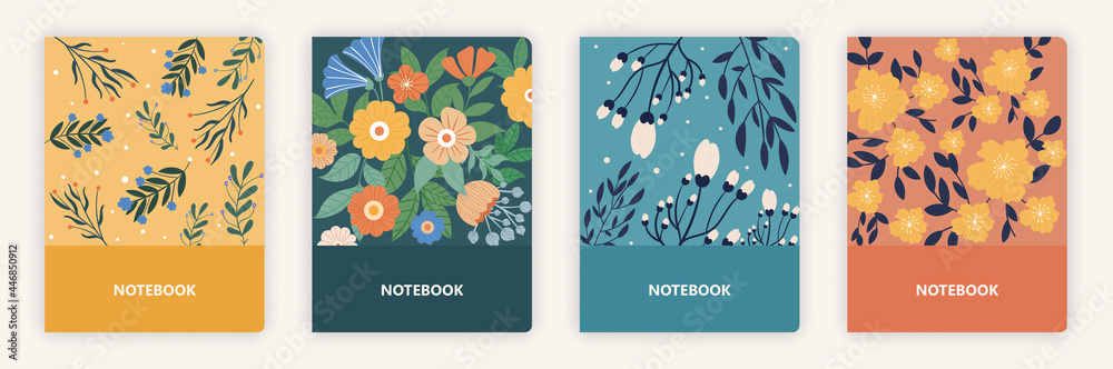 Trendy covers set. Minimalistic floral designs for notebooks, brochures ...