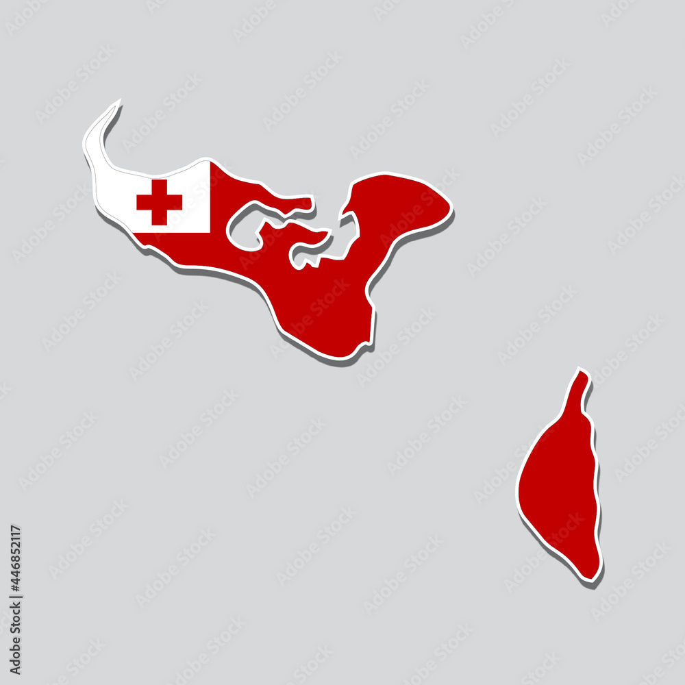 Flag of Tonga in the shape of the country's map Stock Illustration ...