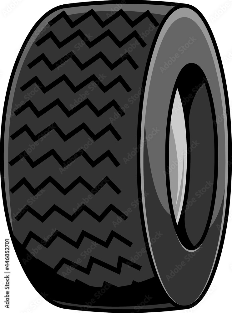 Cartoon Tire Car. Vector Hand Drawn Illustration Isolated On ...