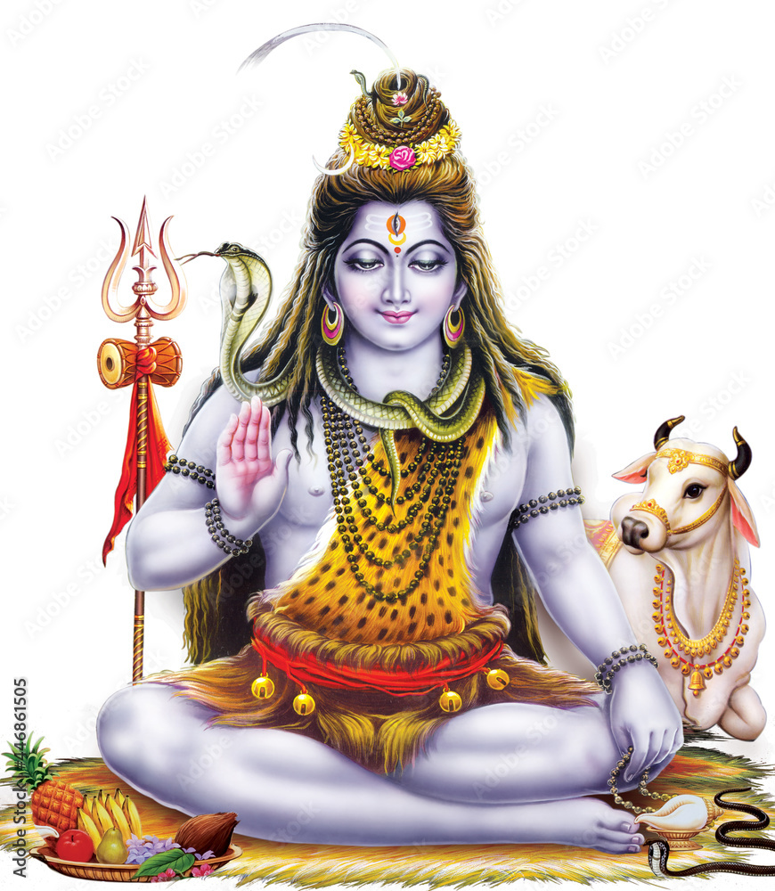 Hindu God Shiva Digital Painting Stock Illustration | Adobe Stock