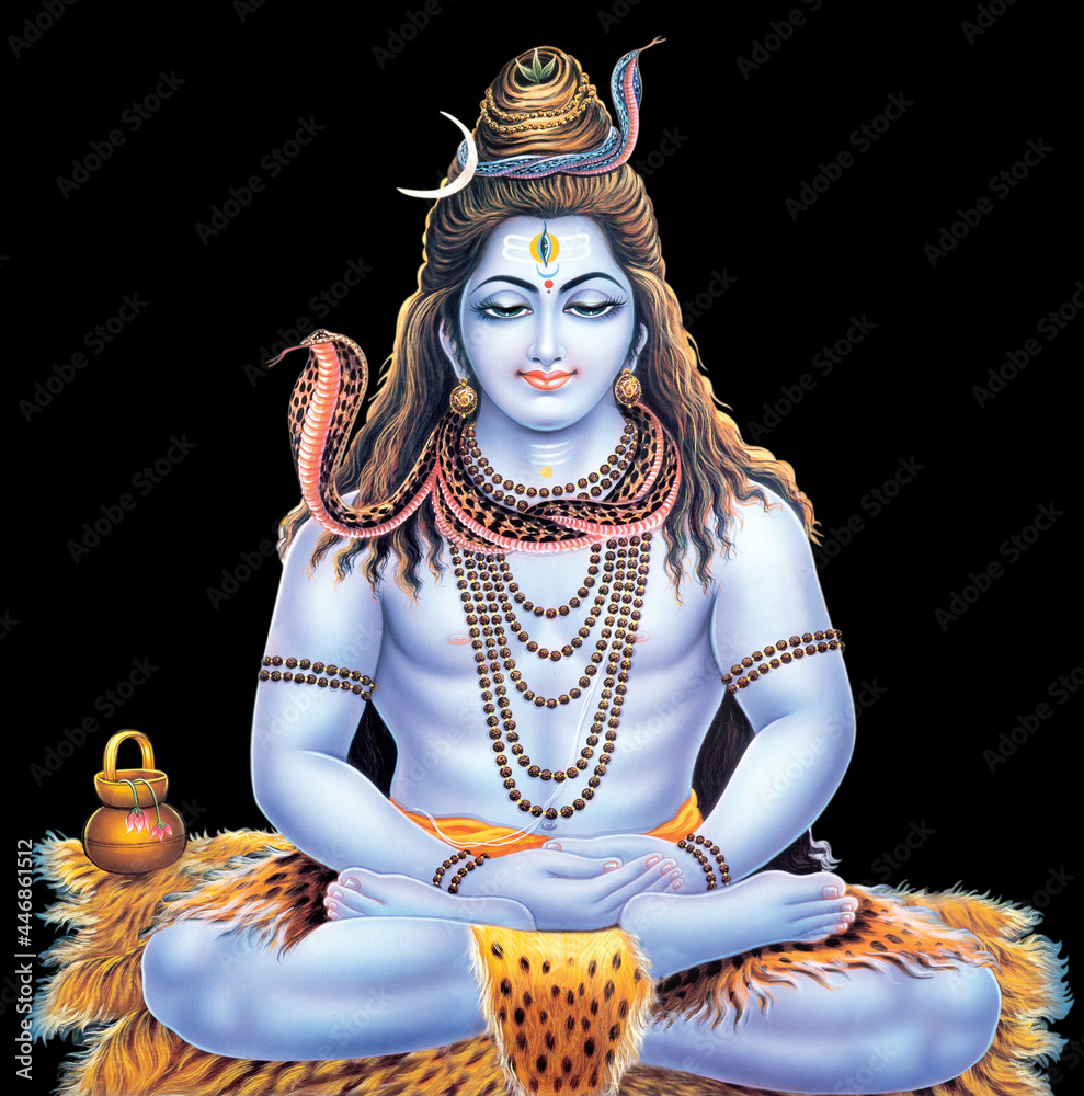 Hindu God Shiva Digital Painting Stock Illustration | Adobe Stock