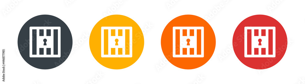 Jail, prison, cell cage, gaol, penitentiary icon vector on circle ...