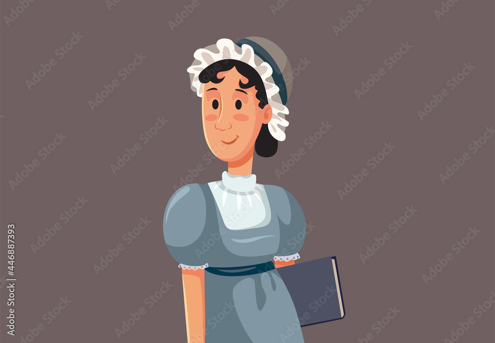 Jane Austen Vector Caricature Illustration Stock Vector | Adobe Stock