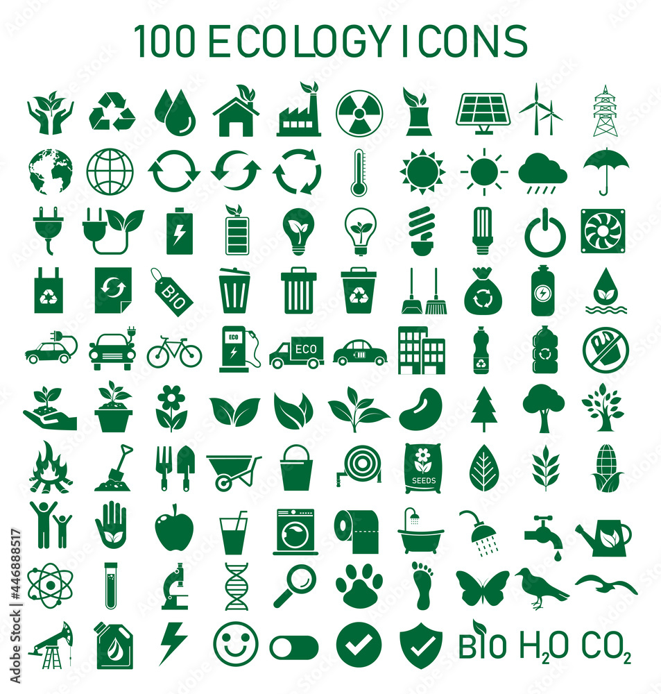 100 ecology recycle icons set on isolated on white background ...