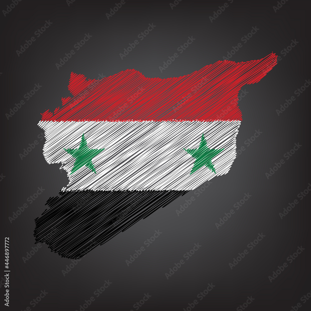 Scribble map of Syria. Sketch Country map colors for infographic ...