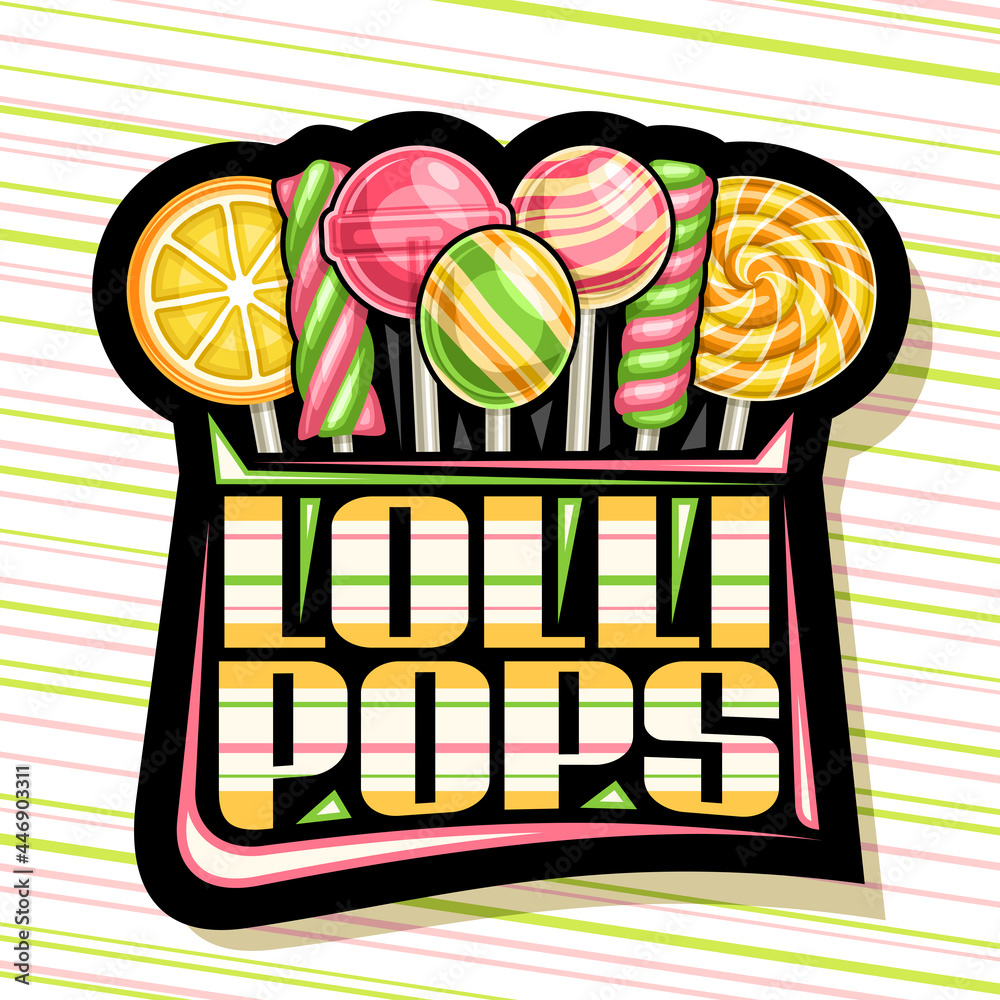 Vector logo for Lollipops, black decorative signboard with various ...
