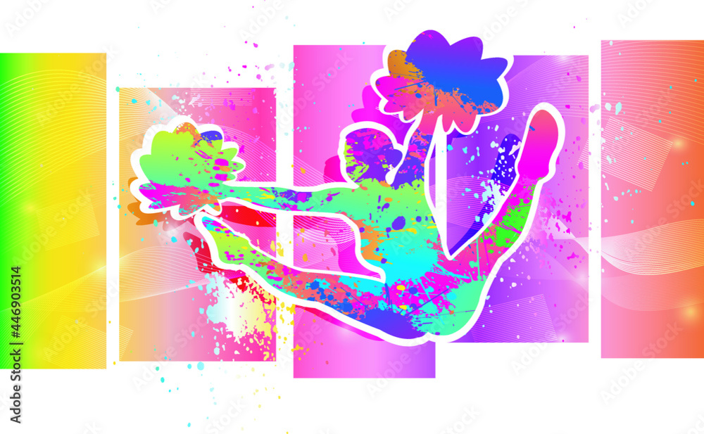 Cheerleading logo design. Colorful sport background. Website Landing ...