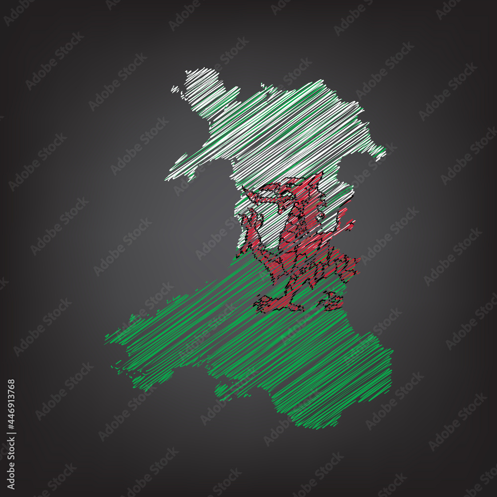 Scribble map of Wales. Sketch Country map colors for infographic ...