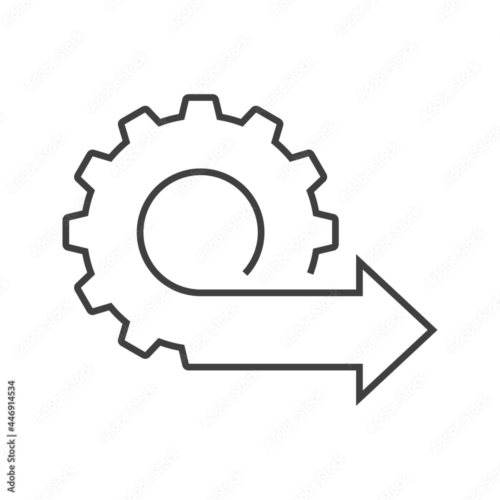 Icono plano engranaje con flecha con lineas en color gris Stock Vector ...