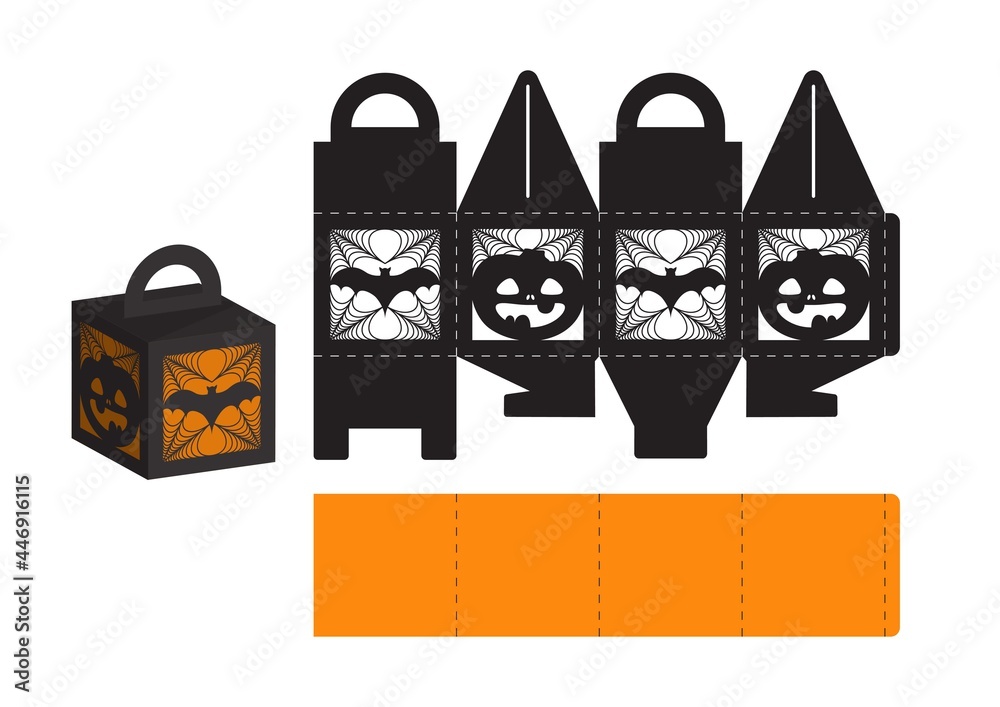 Happy Halloween treat box. Gift party favor box for sweets, candies ...