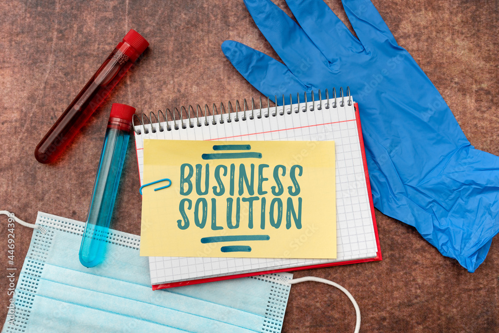 Text caption presenting Business Solution. Conceptual photo ideas used ...