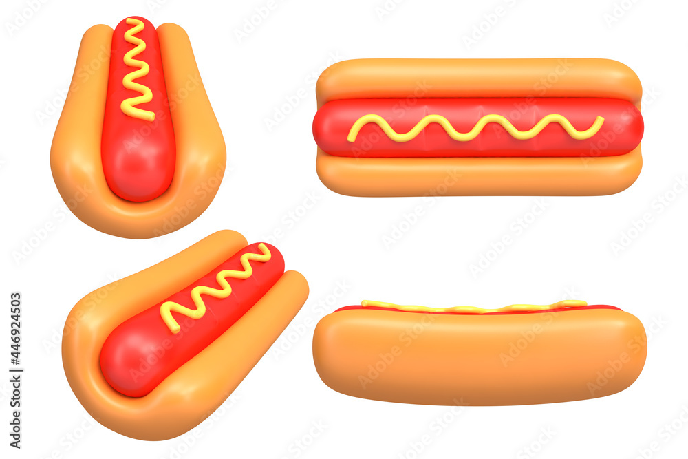 3d asset render illustration hot dog Stock Illustration | Adobe Stock
