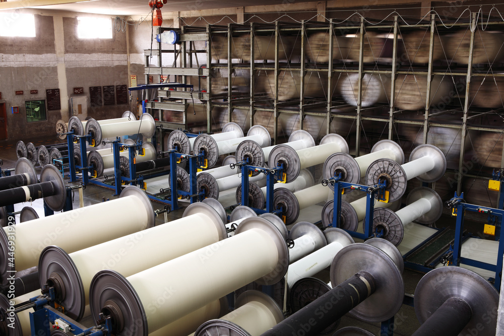 Textile Production – Weaving, Sizing Machine and Drying Rack Stock ...