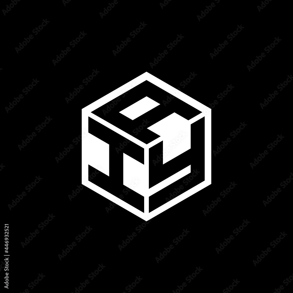 IYA letter logo design with black background in illustrator, cube logo ...