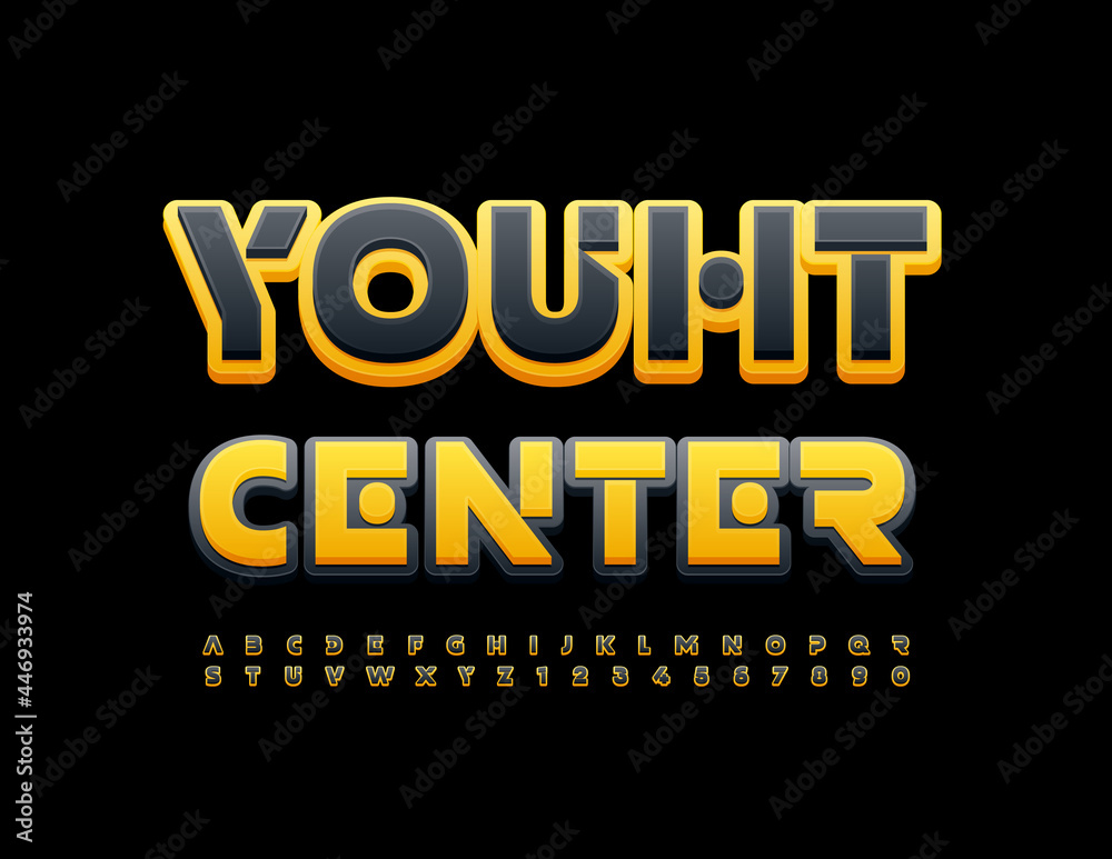 Vector trendy banner Youth Center. Stylish modern Font. Creative set of ...