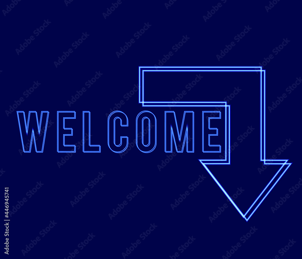 Welcome sign dark blue with light neon effect shiny glow eps vector ...