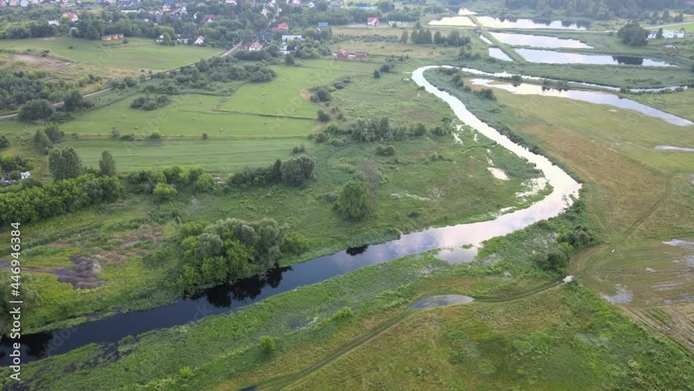 Aerial view of the city of Suprasl on the Suprasl River.View of the ...