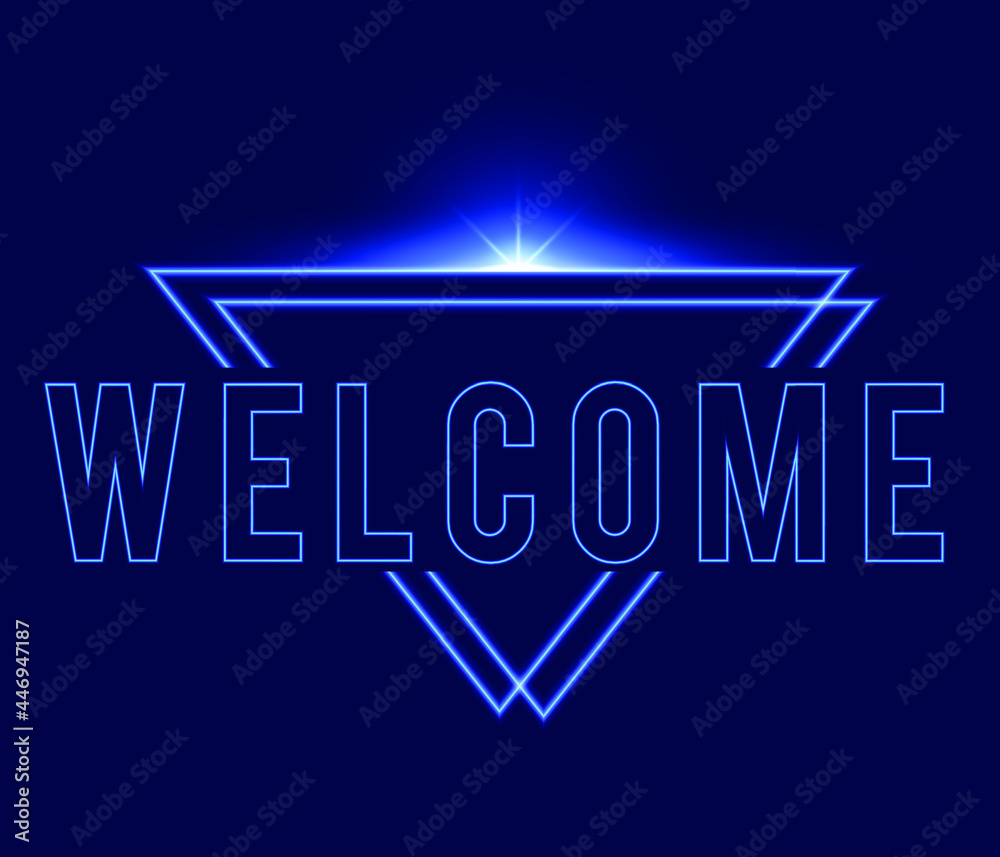 Welcome sign dark blue with light neon effect shiny glow eps vector ...