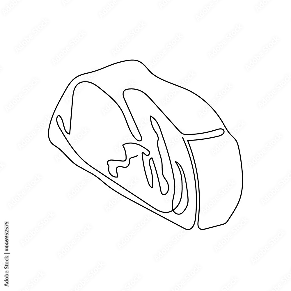 Meat product continuous line drawing. One line art of veal, pork, beef ...
