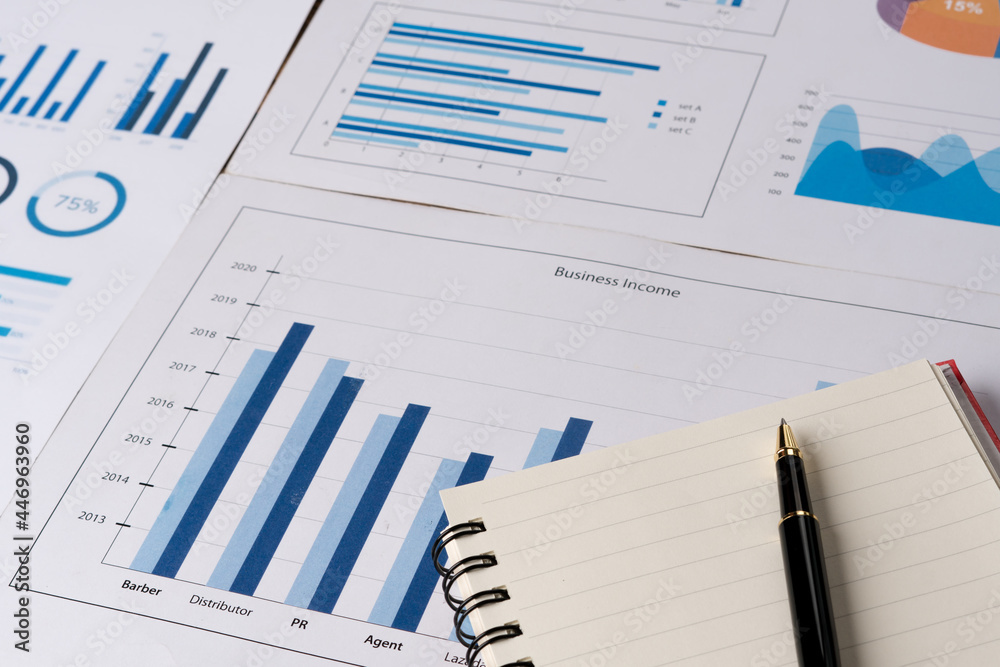 businessman working data document graph chart report marketing research ...