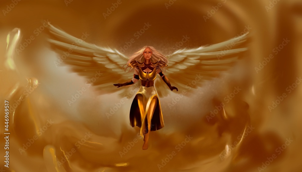 Angels Wings painting illustration Female character Angel wings ...
