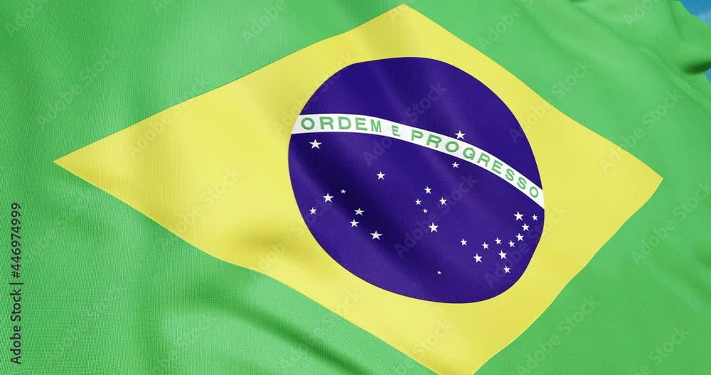 Flag of Brazil waving 3d animation. The emblem of Brazil flag. Seamless ...
