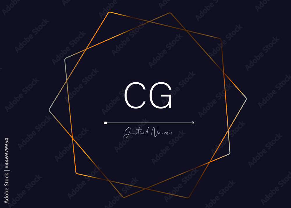 Stylish and elegant Golden polygon with letter CG with dark blue ...