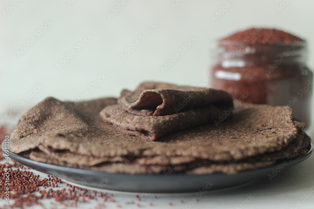 Finger millet Indian flat bread made of finger miller flour. A healthy ...