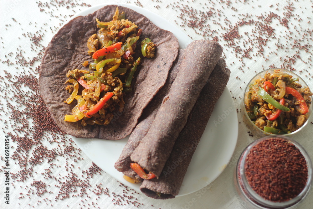 Finger millet Indian flat bread made of finger miller flour. A healthy ...
