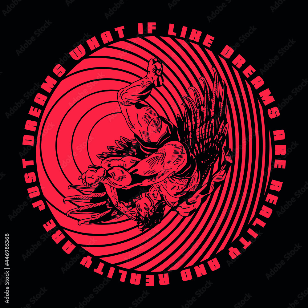 Falling angel statue with slogan Vector design for t-shirt graphics ...