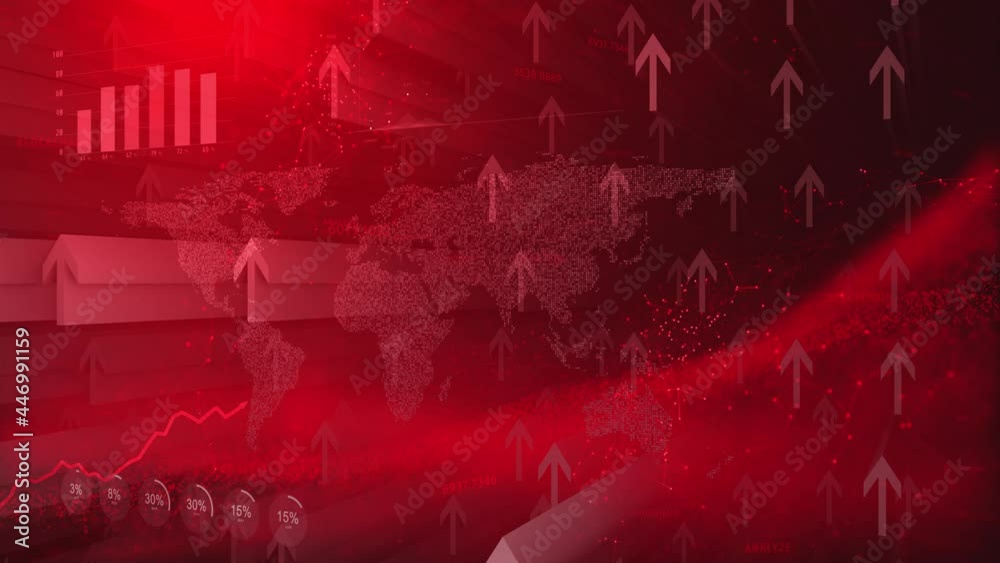 Artistic red 3d financial business chart with diagrams, graphs and ...