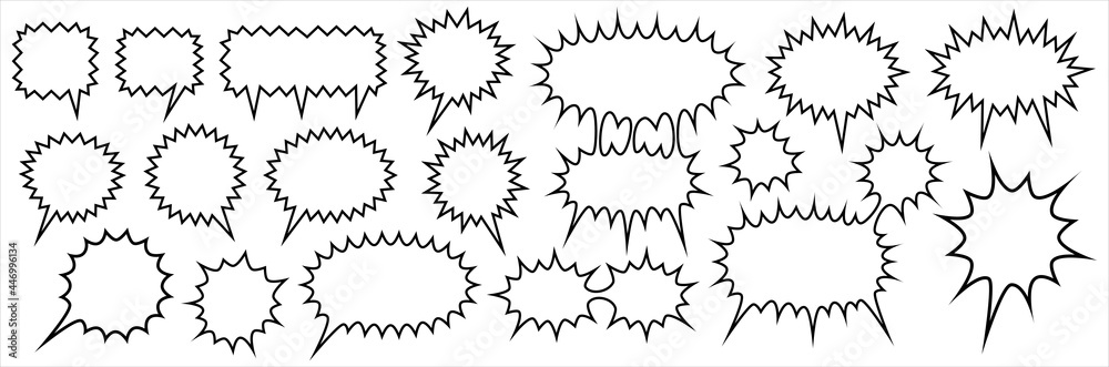 Cloud scream loud speech bubble. Comic shocking dramatic chat bubble. Vector outline ...
