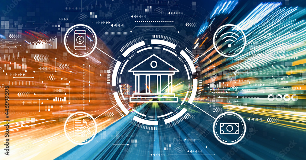 Online banking concept with high speed motion blur Stock Photo | Adobe ...