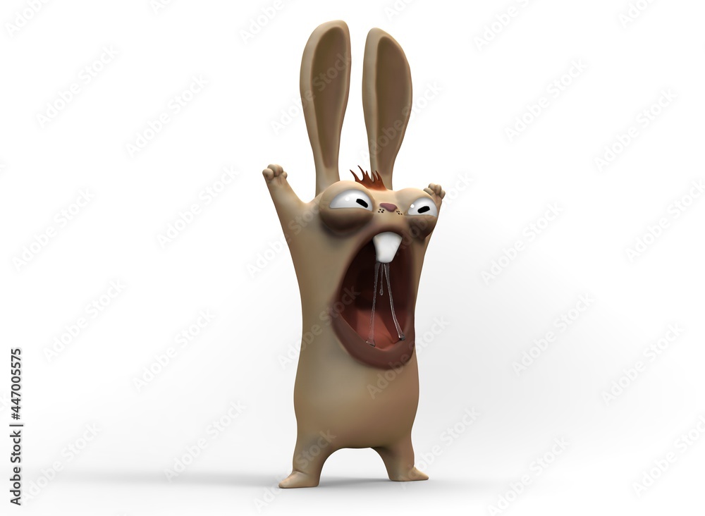 Cartoon character angry bunny and rabbit 3d-illustration3d-rendering ...