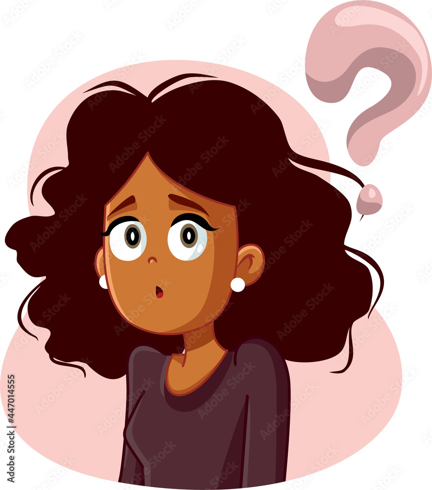 Confused Woman Having Many Questions Vector Cartoon Stock Vector ...