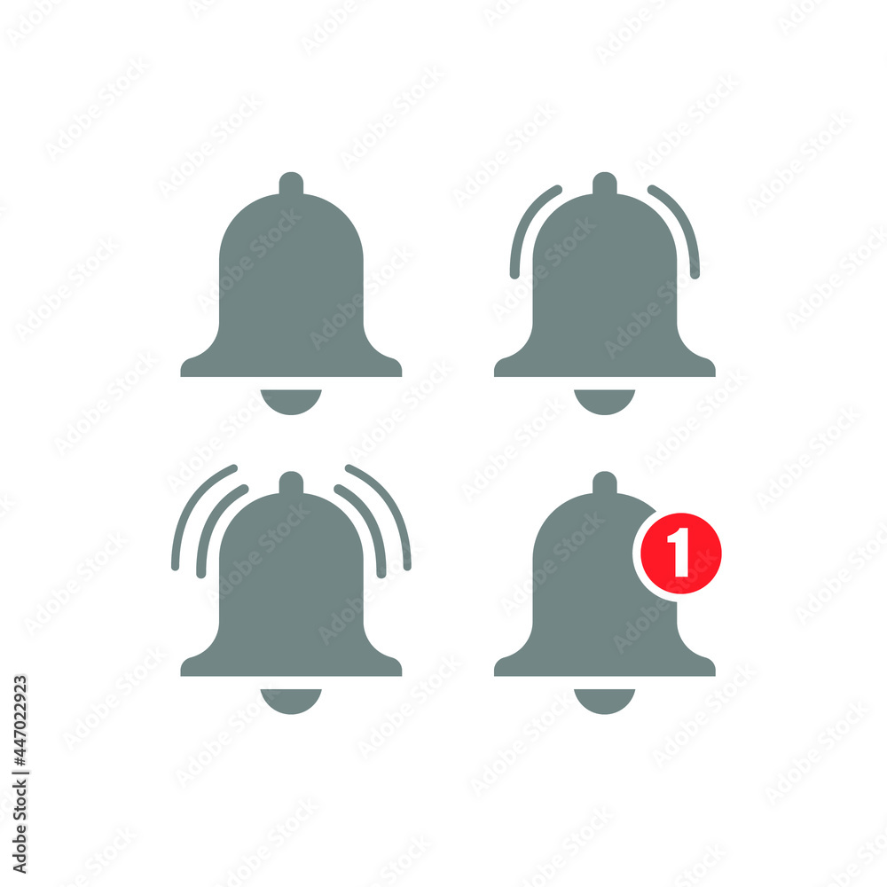 Message bell icon. Doorbell icons for apps like youtube, alert ringing ...