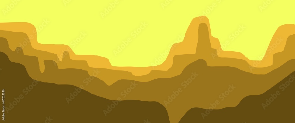 Canyon nature landscape silhouette vector illustration for background ...