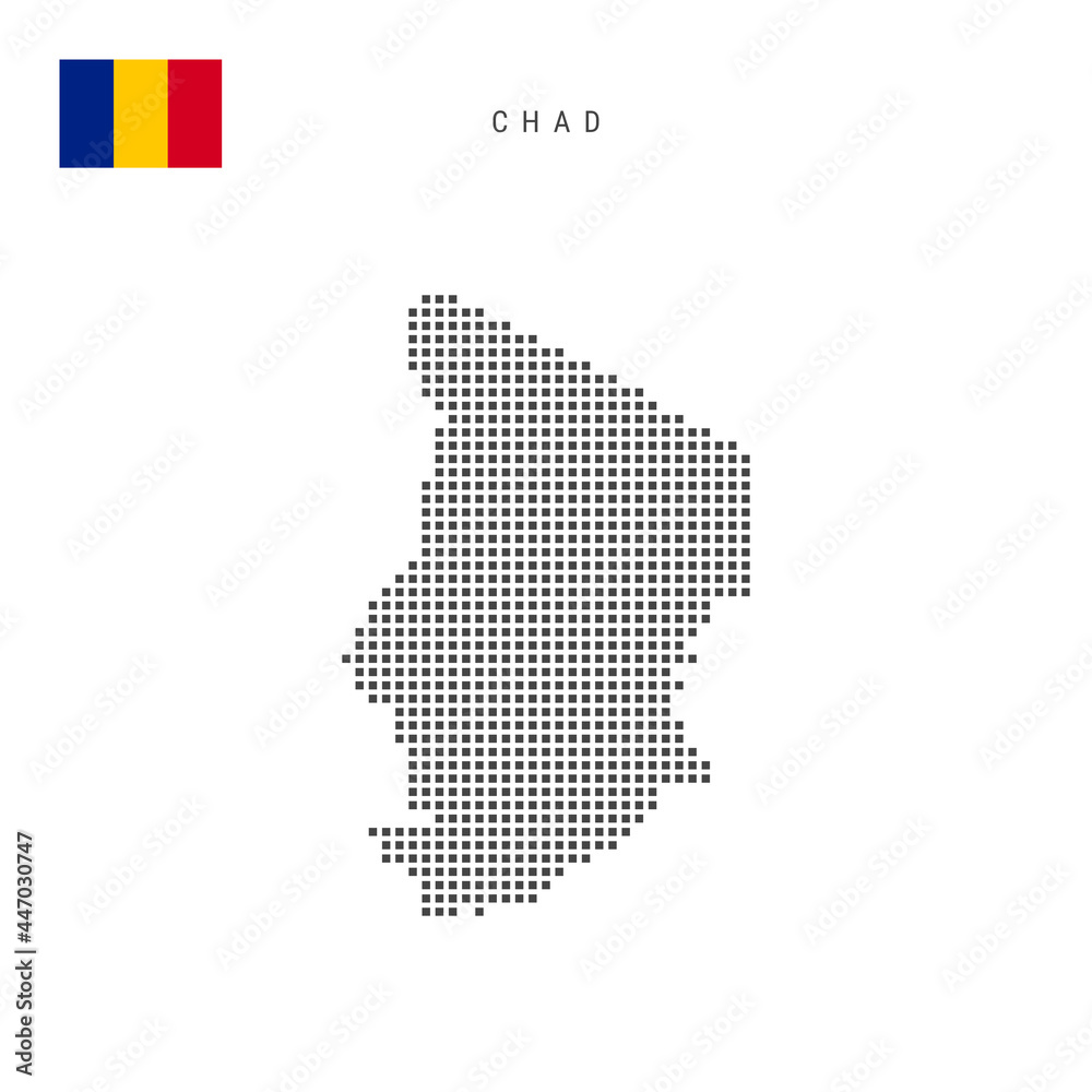 Vecteur Stock Square dots pattern map of Chad. Chadian dotted pixel map ...
