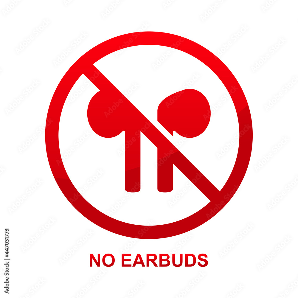 No earbuds sign isolated on white background vector illustration Stock ...