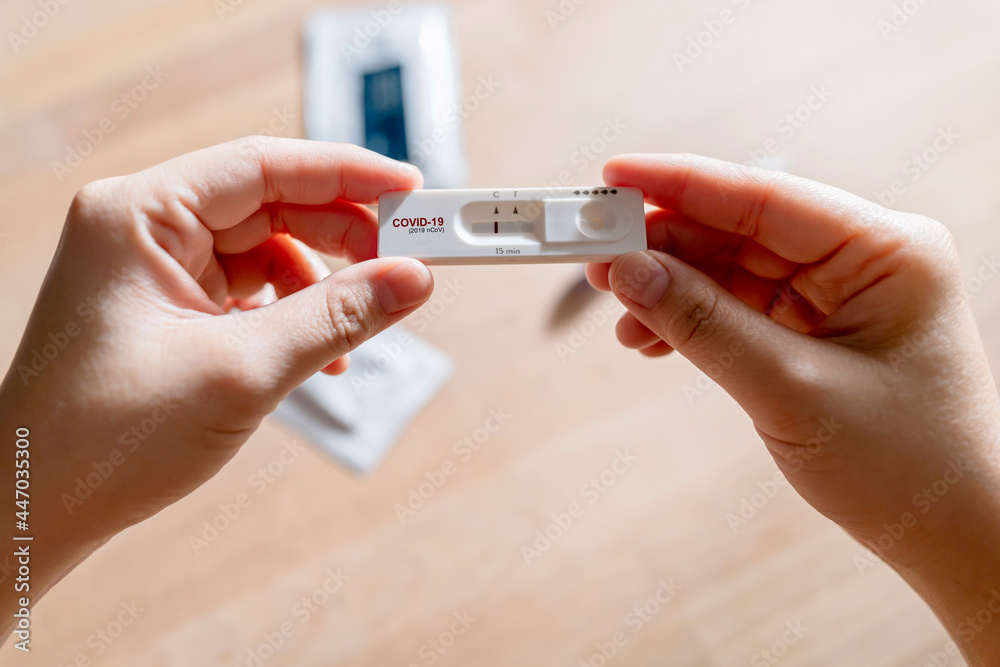 close up negative show result of covid infected show on nasal rapid ...