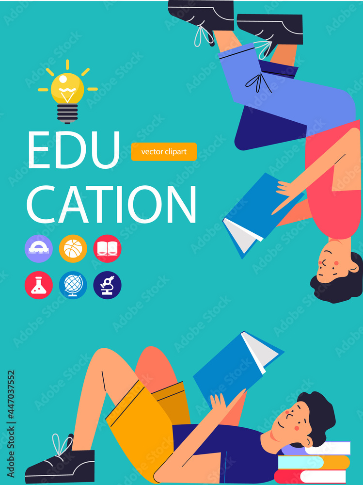 Education, school. Vector poster, banner template. A set of cliparts ...
